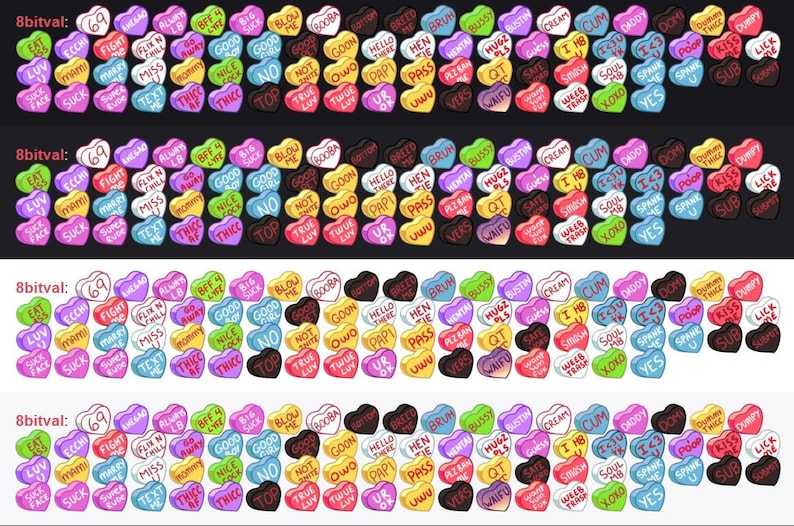 75 Heart Candies Emotes for Twitch, Discord, Youtube. Valentine's Day ...