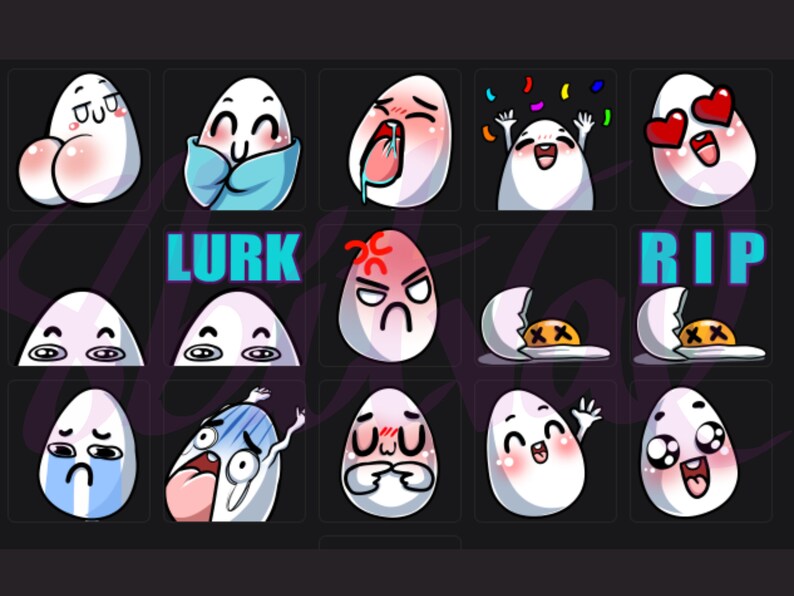 Cute Egg Emotes for Twitch, Discord, and Youtube. Egg and Breakfast ...