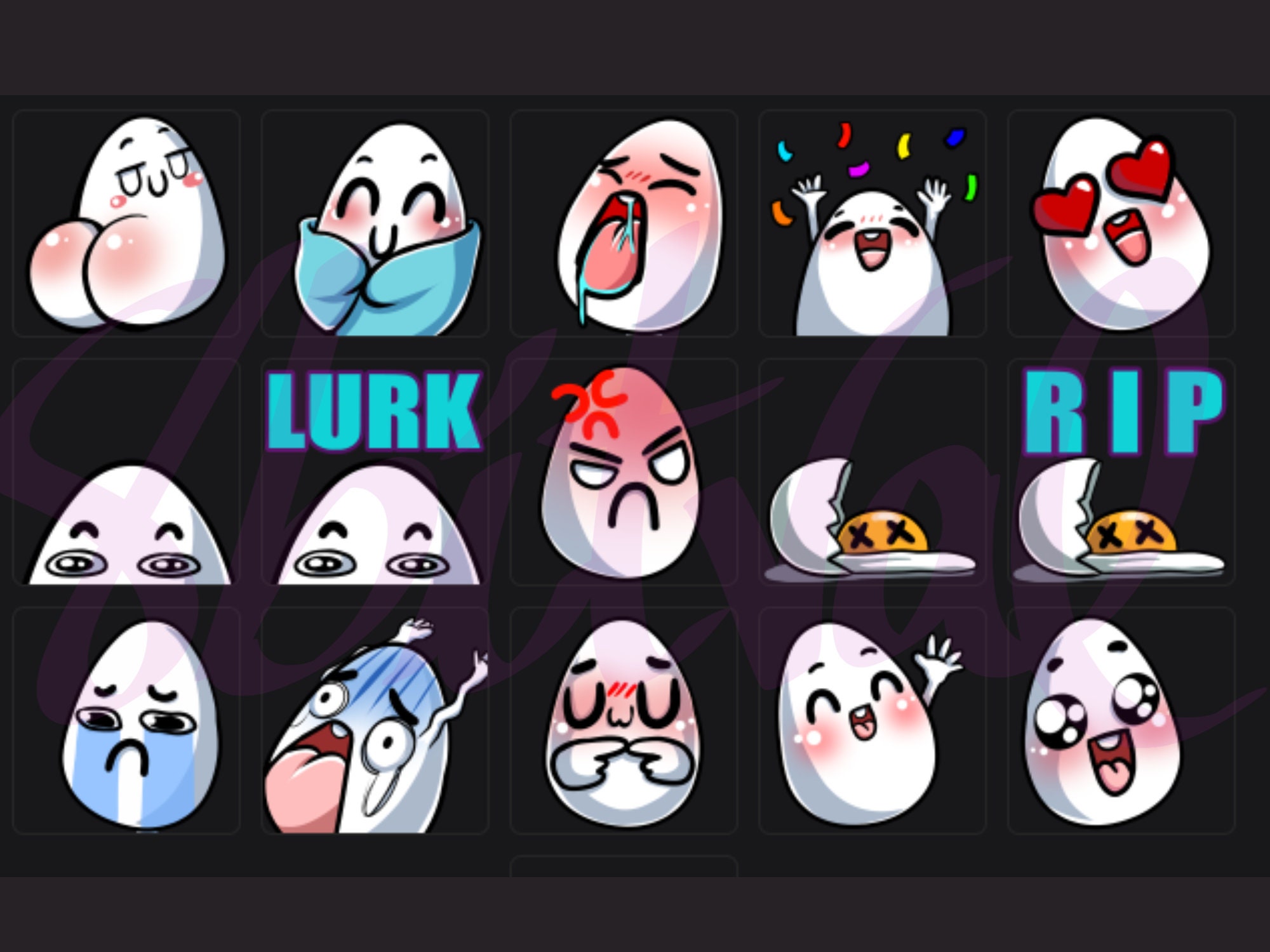 Cute Egg Emotes for Twitch, Discord, and Youtube. Egg and Breakfast ...