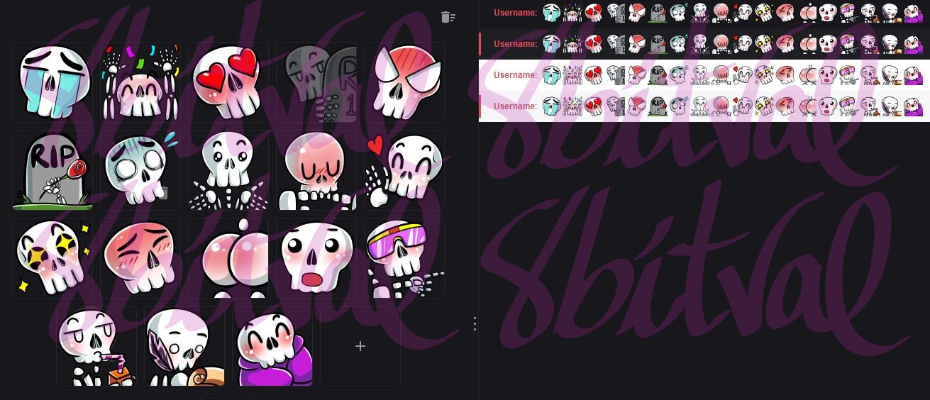 Skeleton Twitch Emotes, Doubles as Skeleton Stickers, Digital Download ...