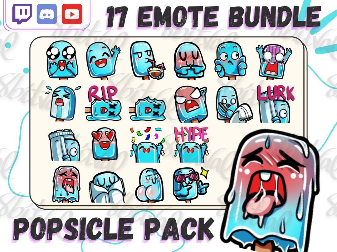 Popsicle Emotes for Twitch, Discord, Youtube, Summer Emotes, Freezie ...