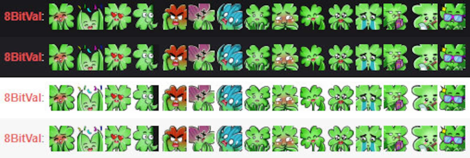 Four Leaf Clover Emotes for Twitch, Discord, Youtube, Shamrock Emotes ...