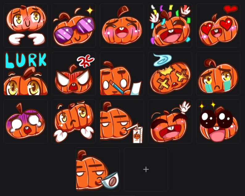 Pumpkin Emotes for Twitch, Discord, Youtube, Halloween Emote Pack - Etsy