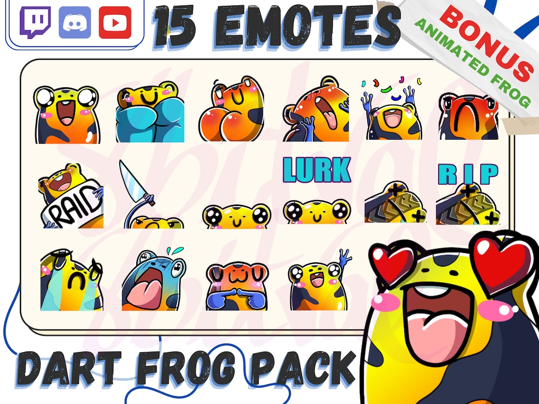 Dart Frog Emotes, Twitch, Discord, Youtube (bonus Animated Frog) - Etsy