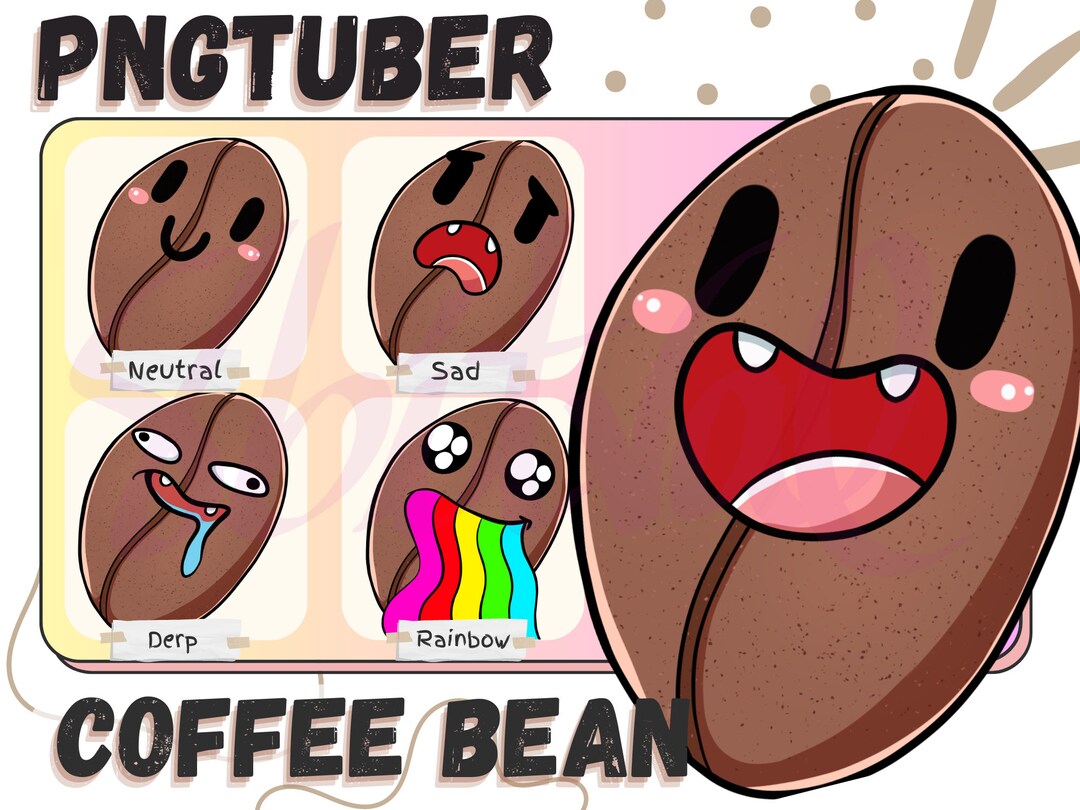 Coffee Bean Pngtuber Character, Coffee Bean Vtuber, Coffee Friend Vtuber - Etsy