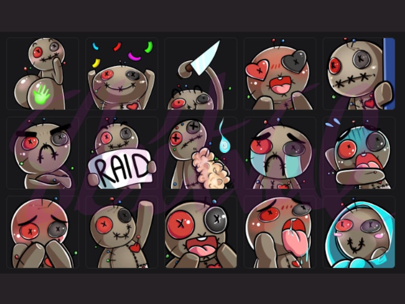 Voodoo Doll Emotes, Twitch, Discord, Youtube (digital Stickers) - Etsy