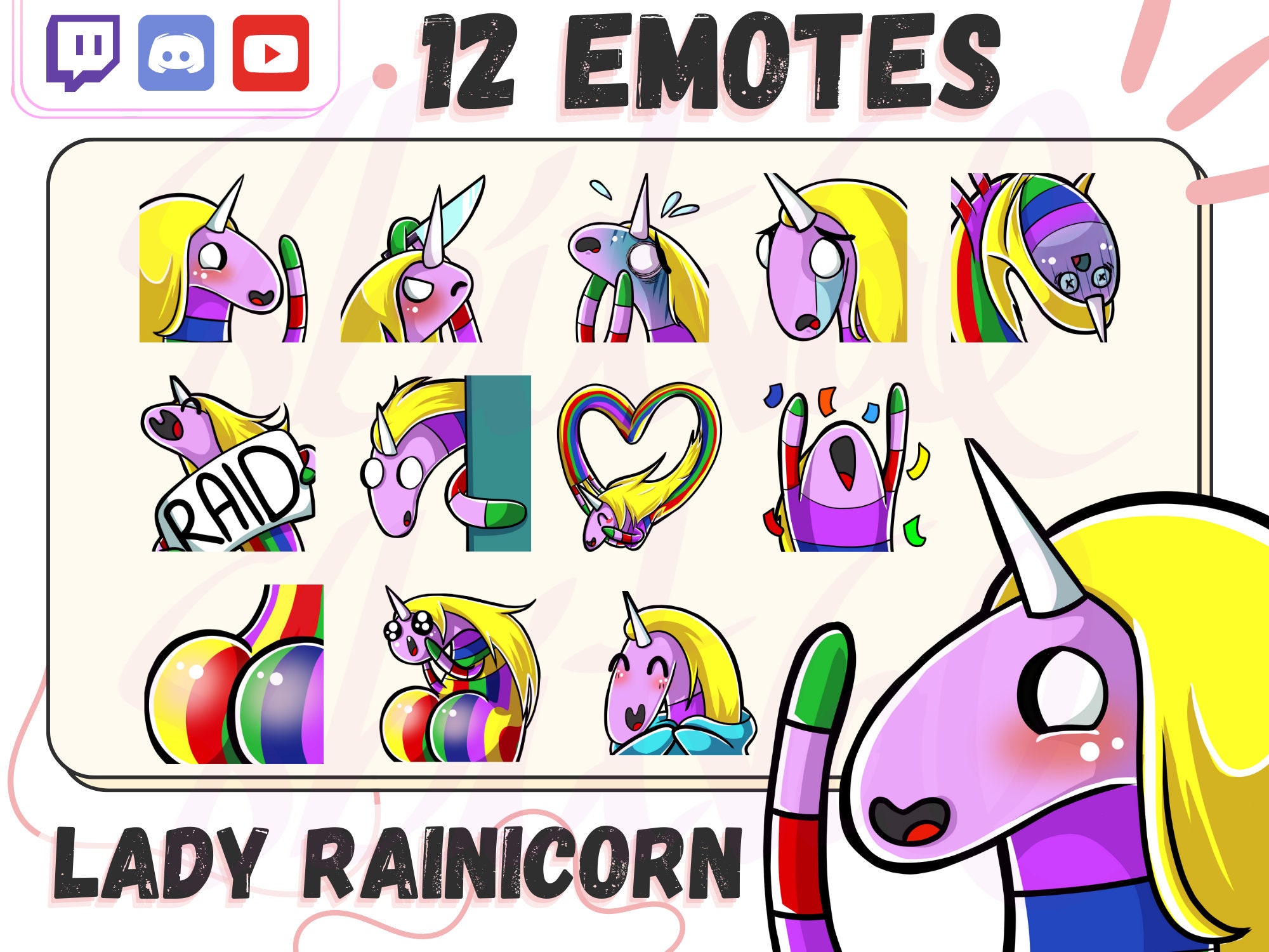 Lady Rainicorn for Twitch, Discord, Youtube. Adventure Time Lady ...