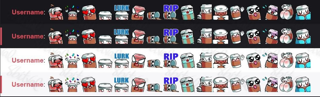 Coffee Cup Emotes for Twitch, Discord, Youtube. Coffee Themed Streams ...