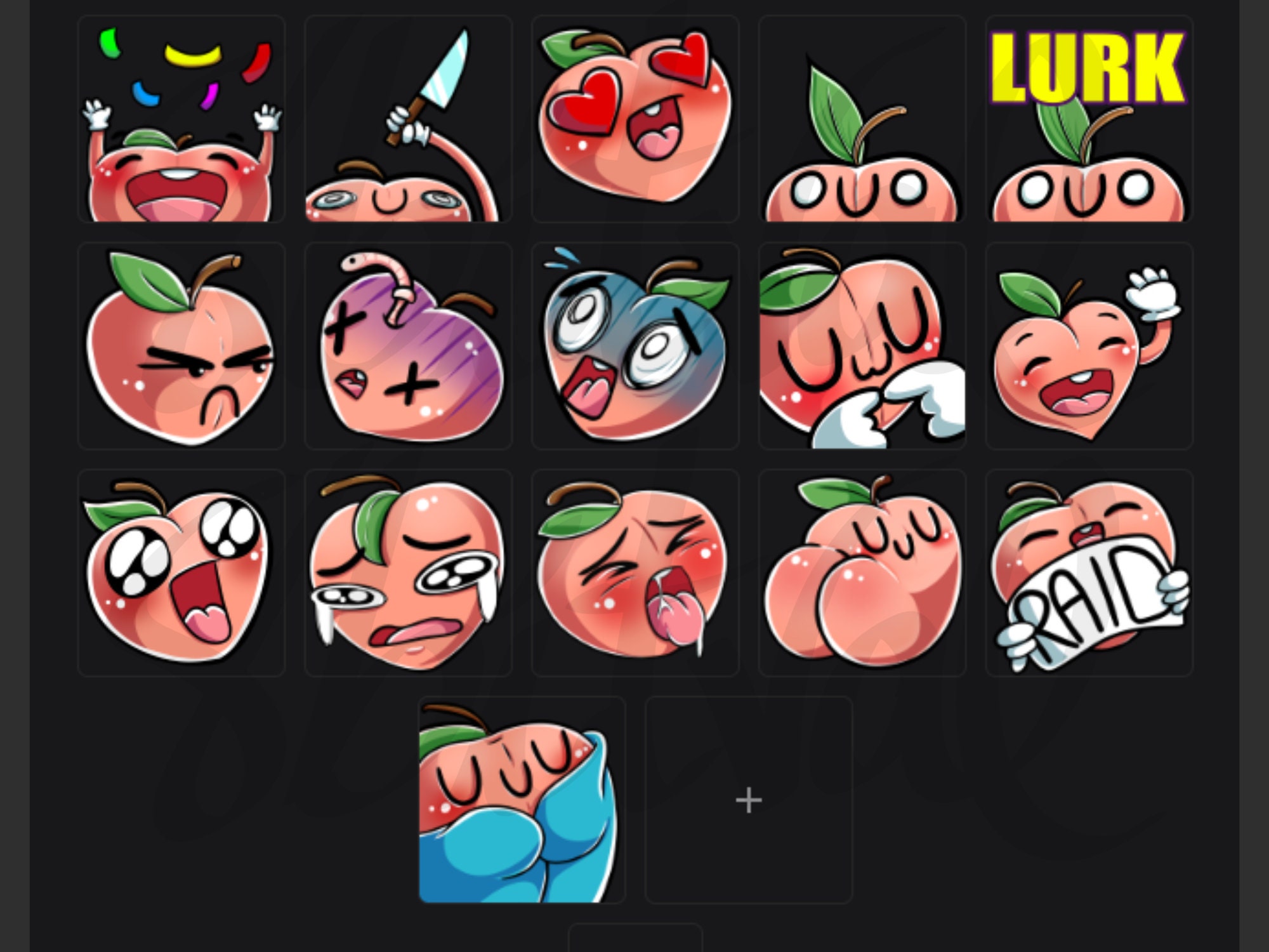 Peach Emotes for Twitch, Discord, Youtube. Peach Digital Sticker ...