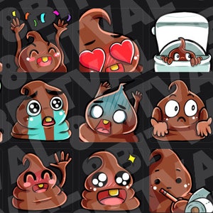 Poop Emotes for Twitch, Discord, Youtube, Poop Emoji, Poop Emote Pack ...