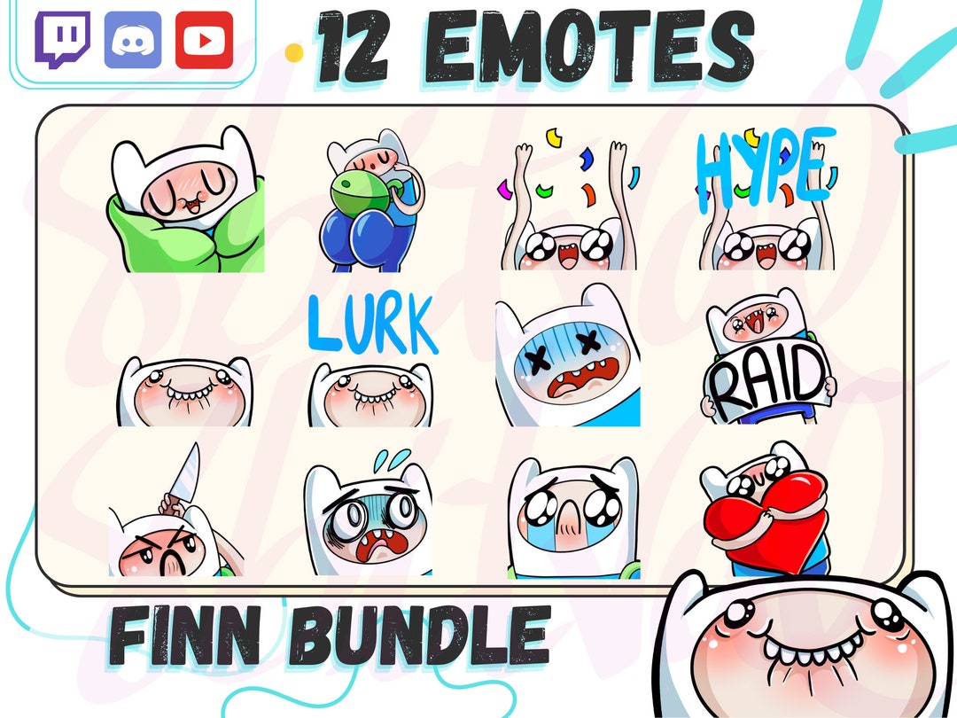 Finn Adventure Time Emotes for Twitch, Discord, Youtube - Etsy