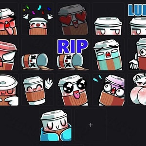 Coffee Cup Emotes for Twitch, Discord, Youtube. Coffee Themed Streams ...