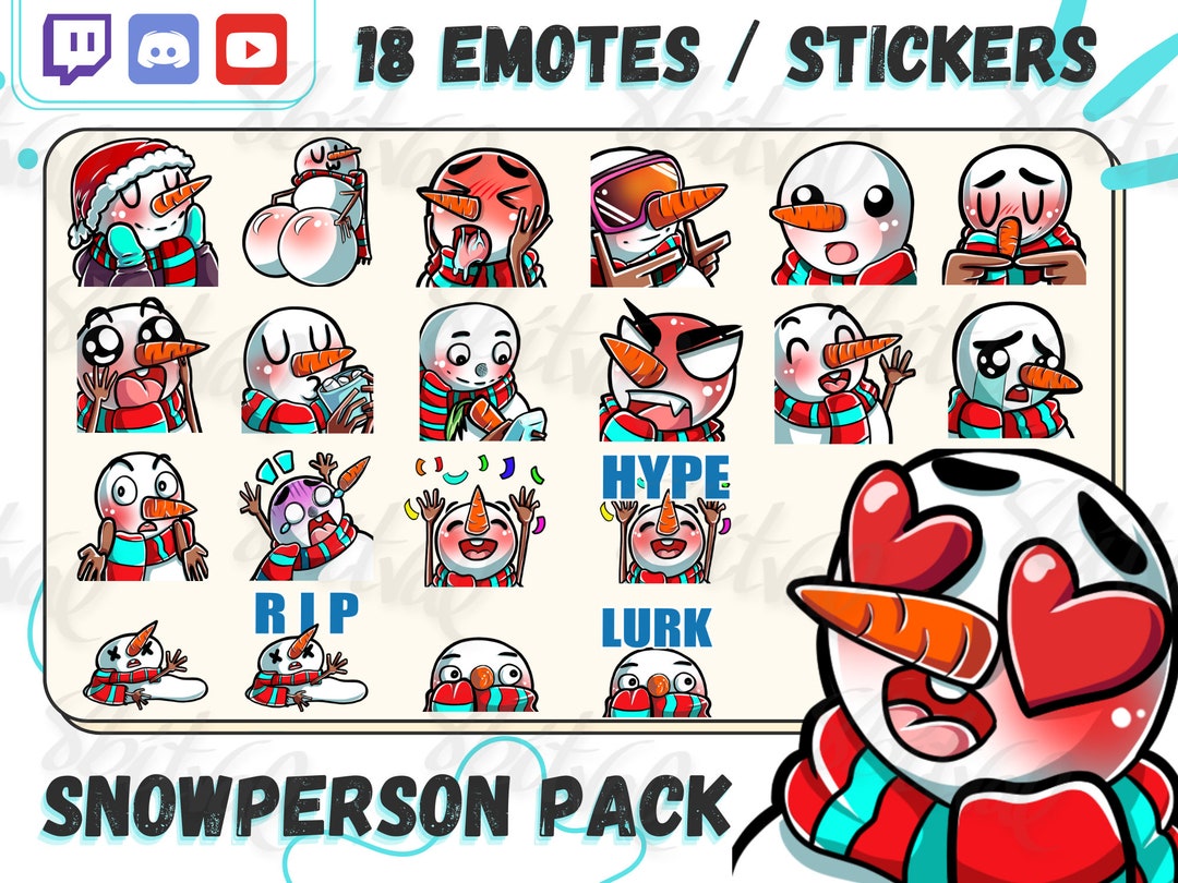 Snowman Emotes for Twitch, Discord, Youtube, Winter Holiday Streams - Etsy