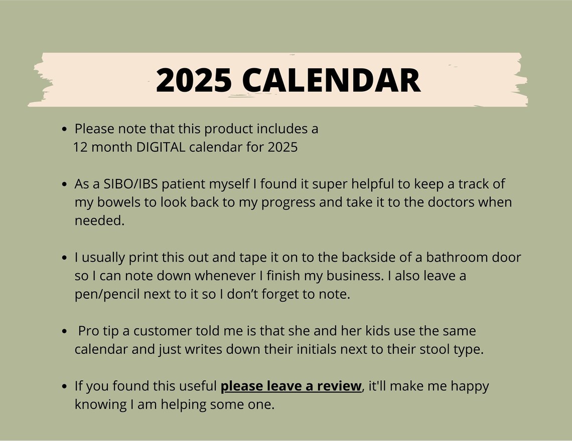 2025 Poop Calendar,stool Tracker,bristol Chart,bowel Movement Journal ...