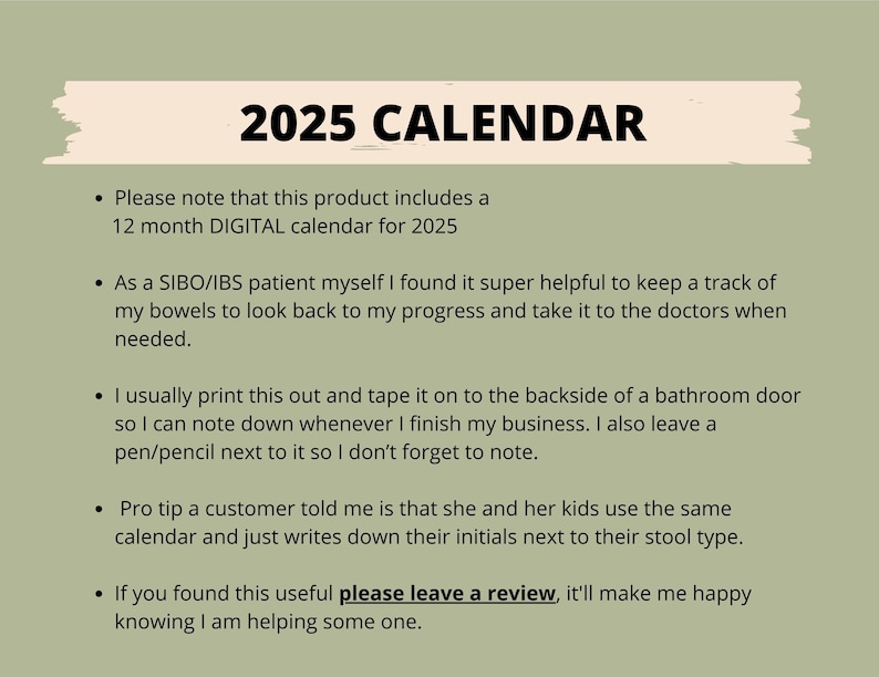 2025 Poop Calendar,stool Tracker,bristol Chart,bowel Movement Journal ...