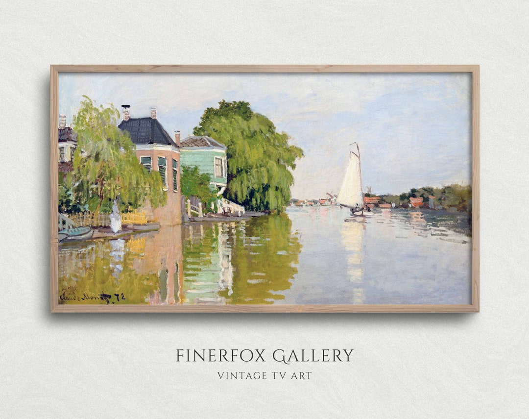 Samsung Frame TV Art | Monet | Vintage Riverside Houses & Sailboat ...