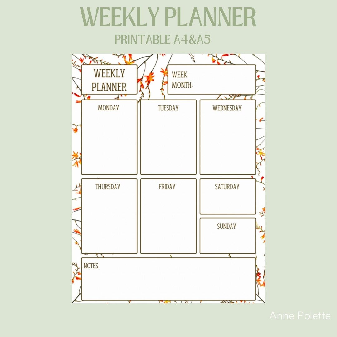 Weekly Planner, Printable to Do List, Weekly Schedule, Digital Weekly ...