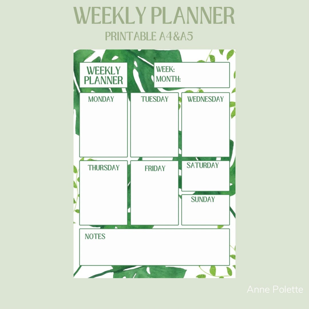 Weekly Planner, Printable to Do List, Digital Weekly Planner, Week ...