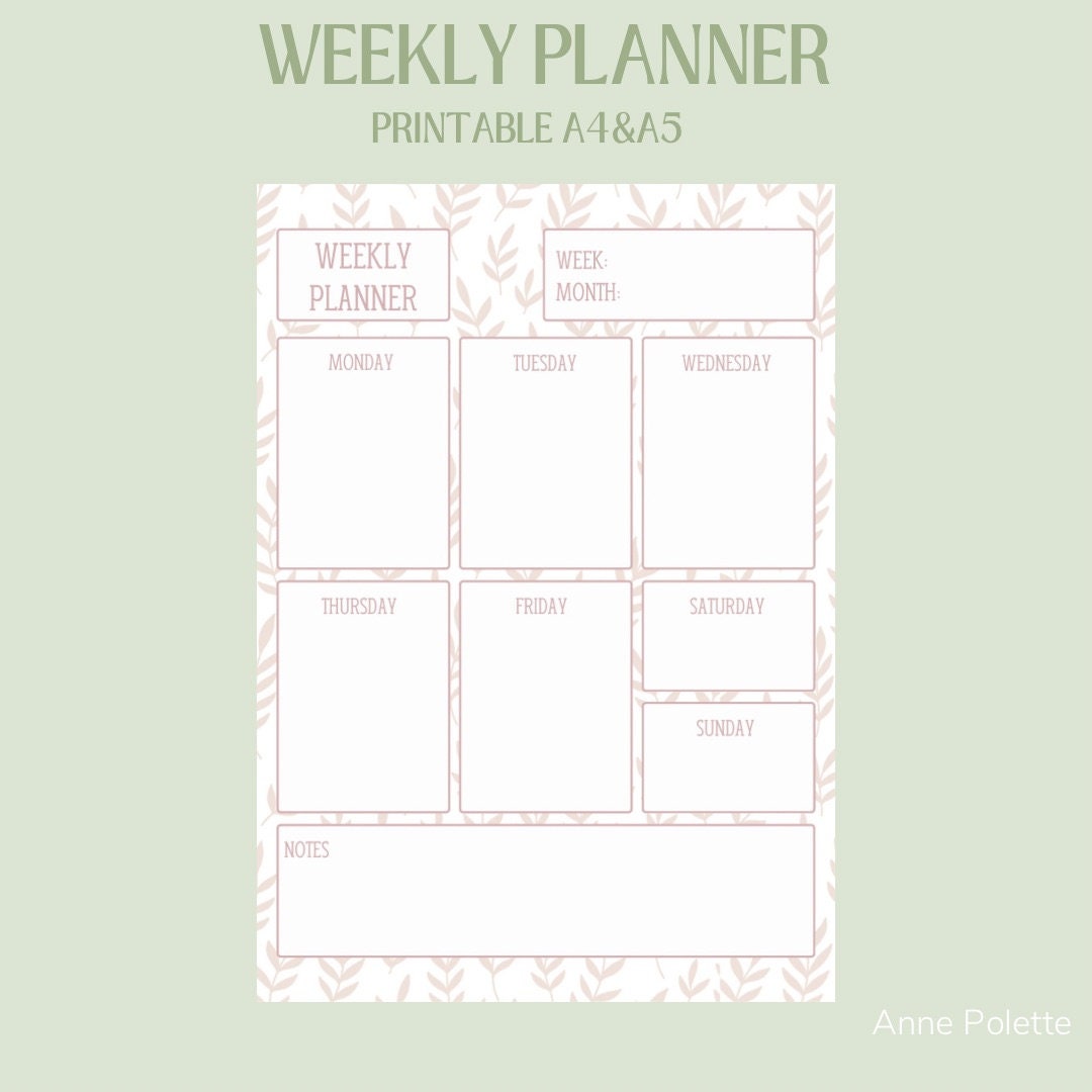 Weekly Planner, Printable to Do List, Digital Weekly Planner, Week ...