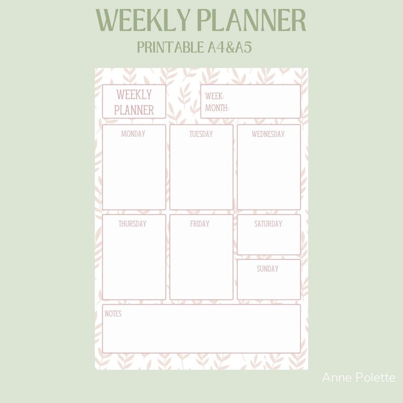 Weekly Planner, Printable to Do List, Digital Weekly Planner, Week ...