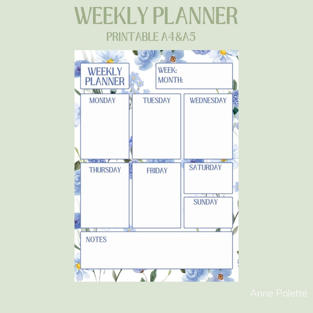 Weekly Planner, Printable to Do List, Printable Planner, Digital Weekly ...
