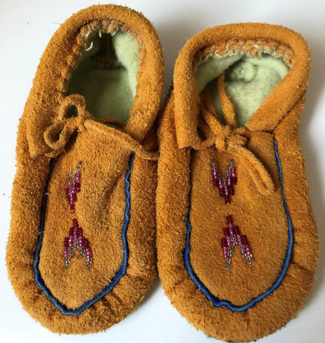 Native American Toddler/child Beaded Leather Moccasins - Native ...