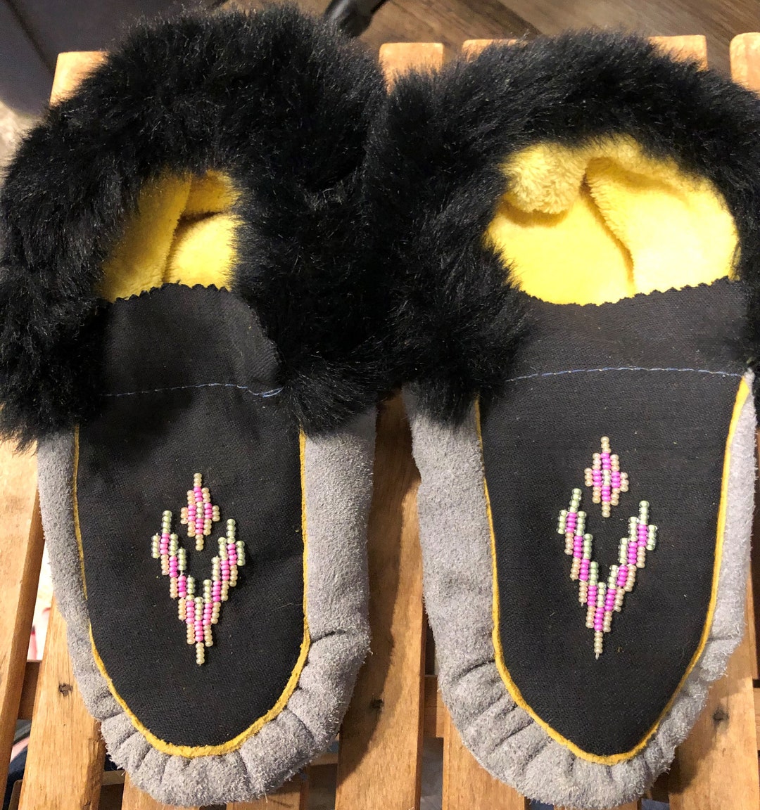Native American Moose Hide Beaded Moccasins - Native American Arts and ...