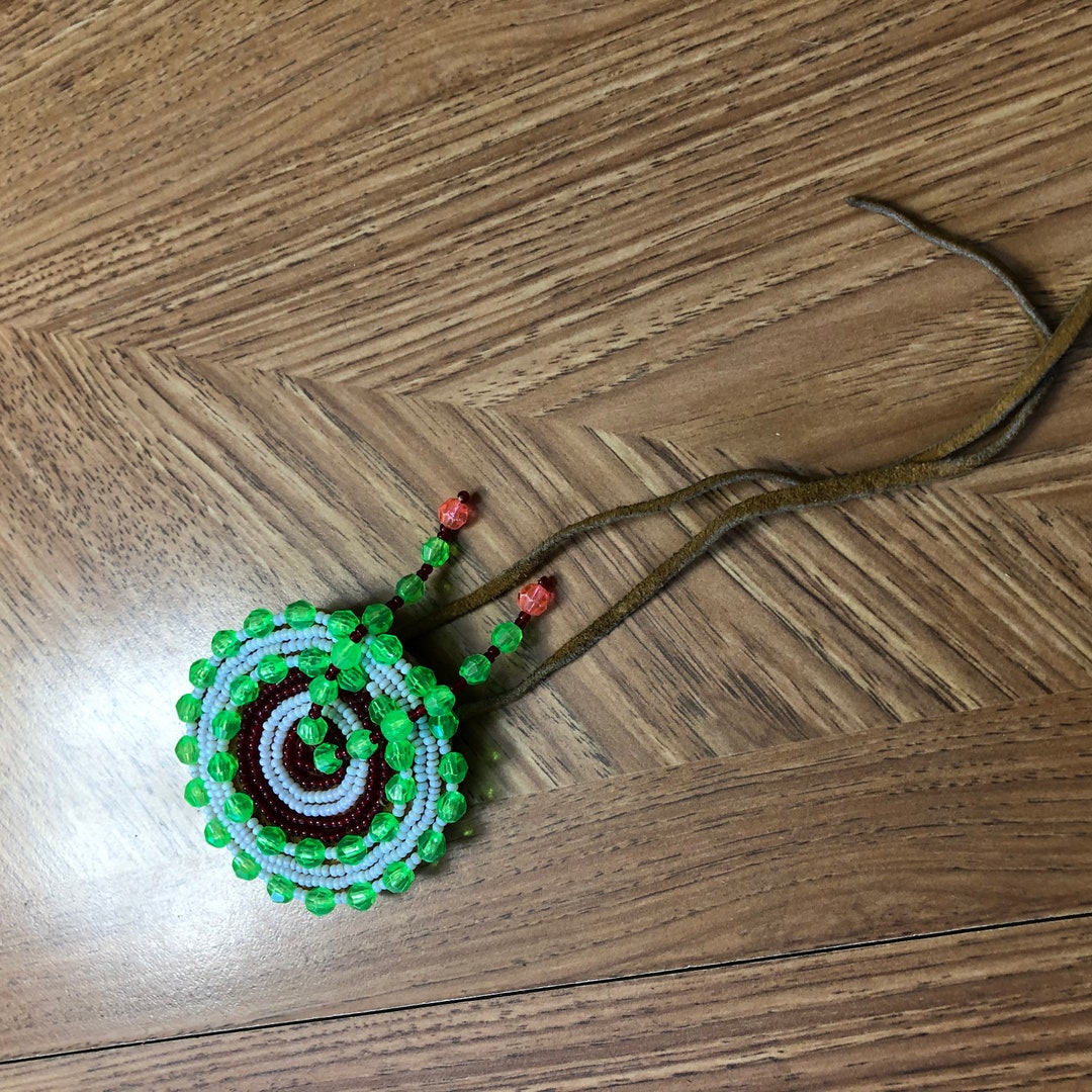 Native American Hand Crafted Beaded Barrettes With Leather Strap ...