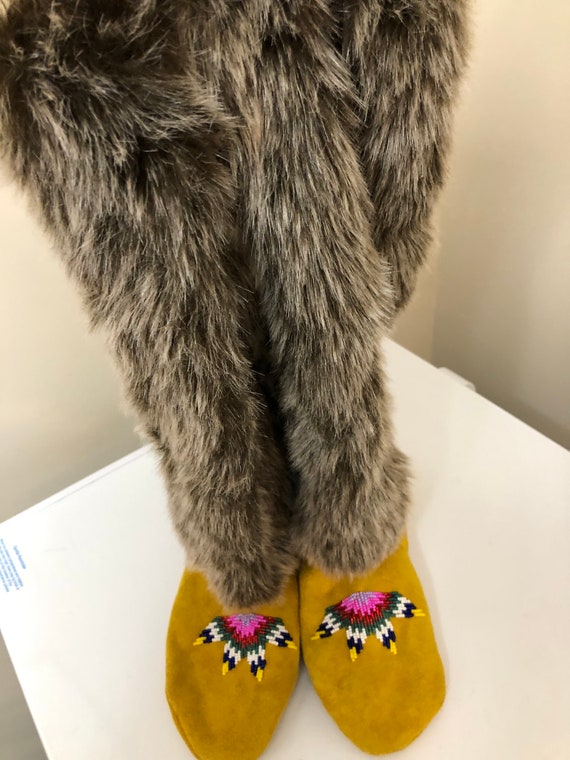 Authentic Native American Mukluks With Fur Wrap and Elastic - Etsy