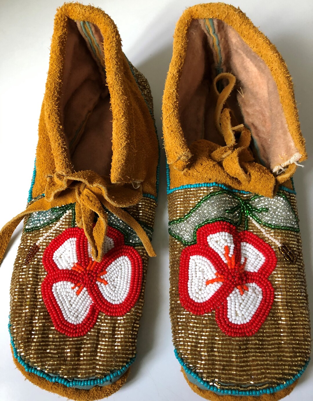 Native American Moose Hide Beaded Moccasins - Native American Arts and ...