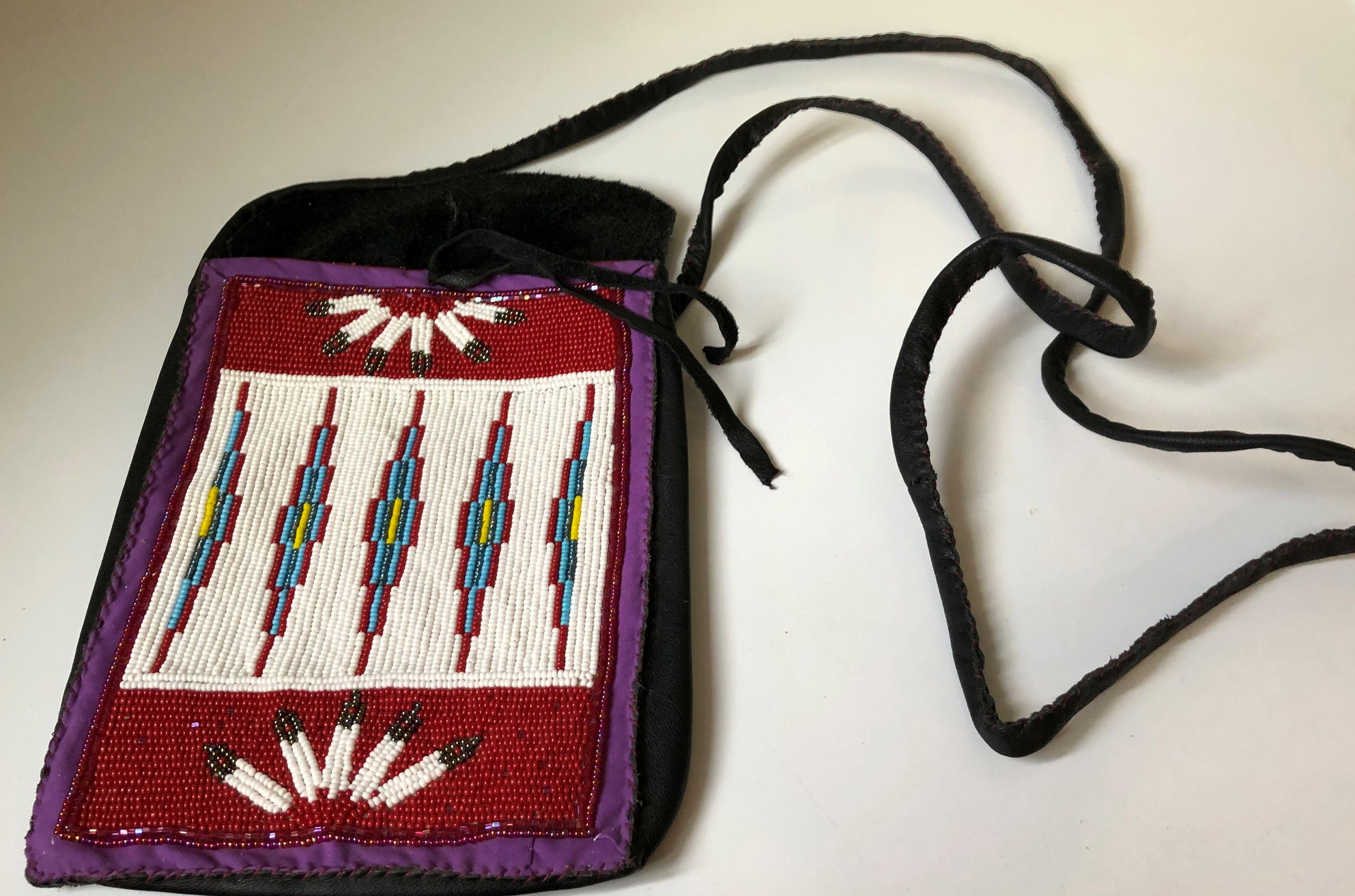 Native American Hand Crafted Leather Beaded Purse - Indigenous Arts and ...