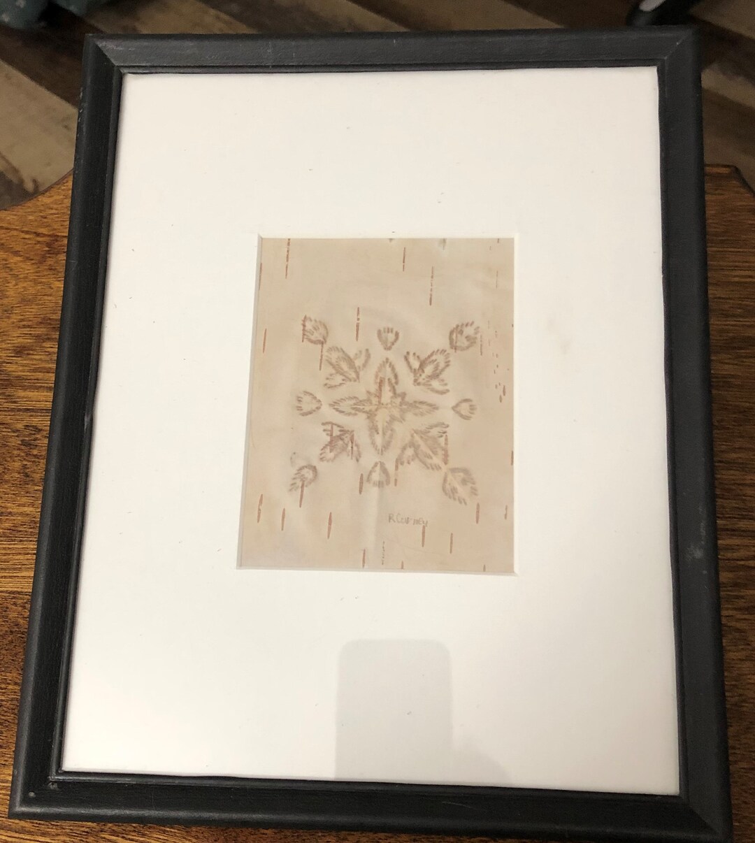 Native American Hand Crafted Birch Bark Biting Framed Indigenous Arts ...