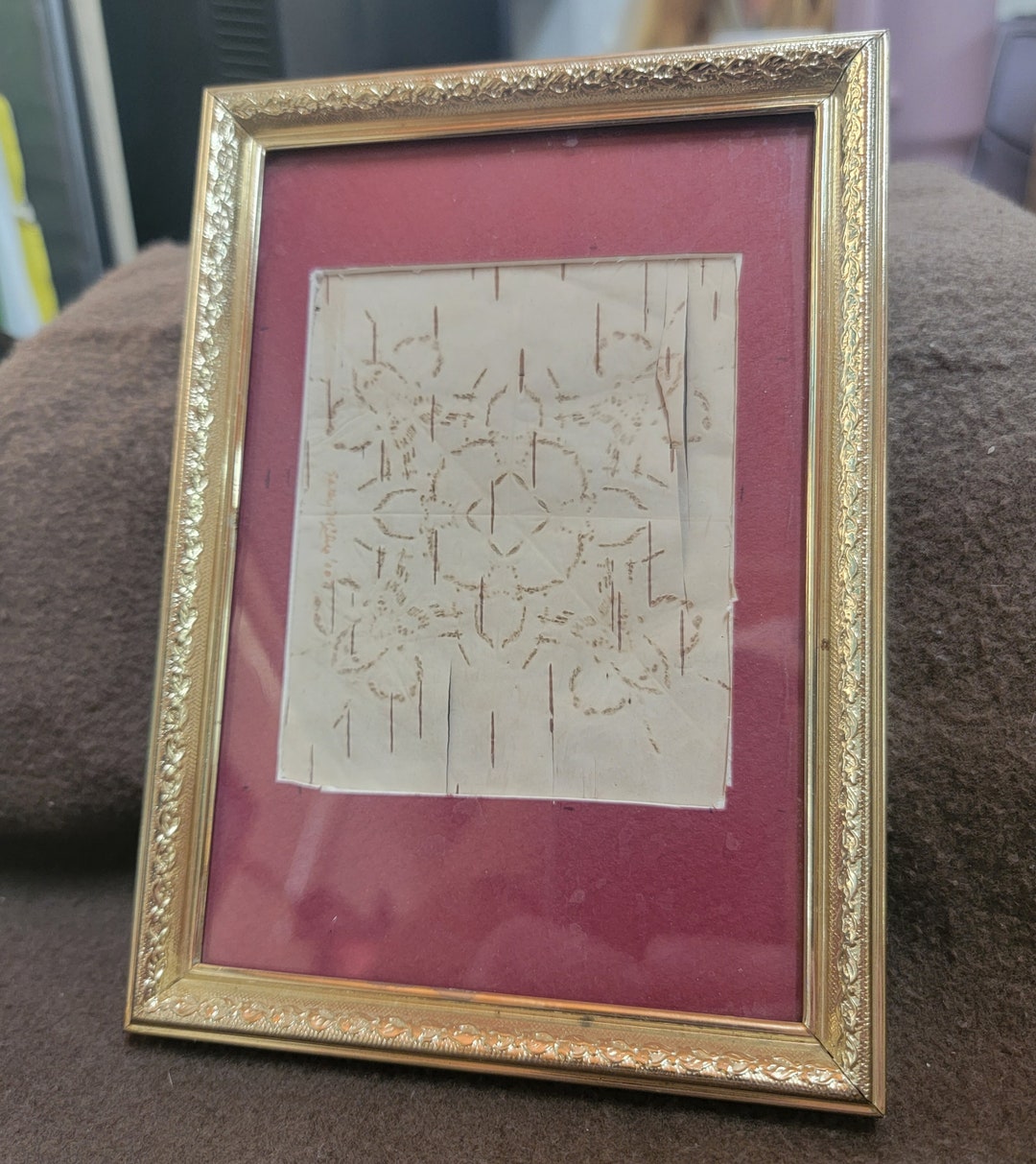 Native American Hand Crafted Birch Bark Biting Framed - Indigenous Arts ...