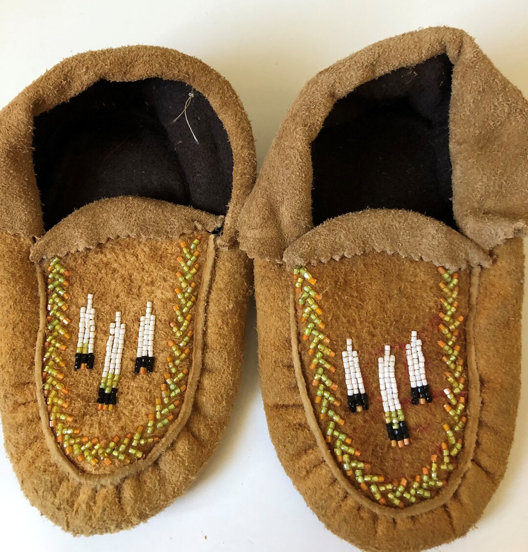 Native American Children's Moose Hide Beaded Moccasins - Native ...