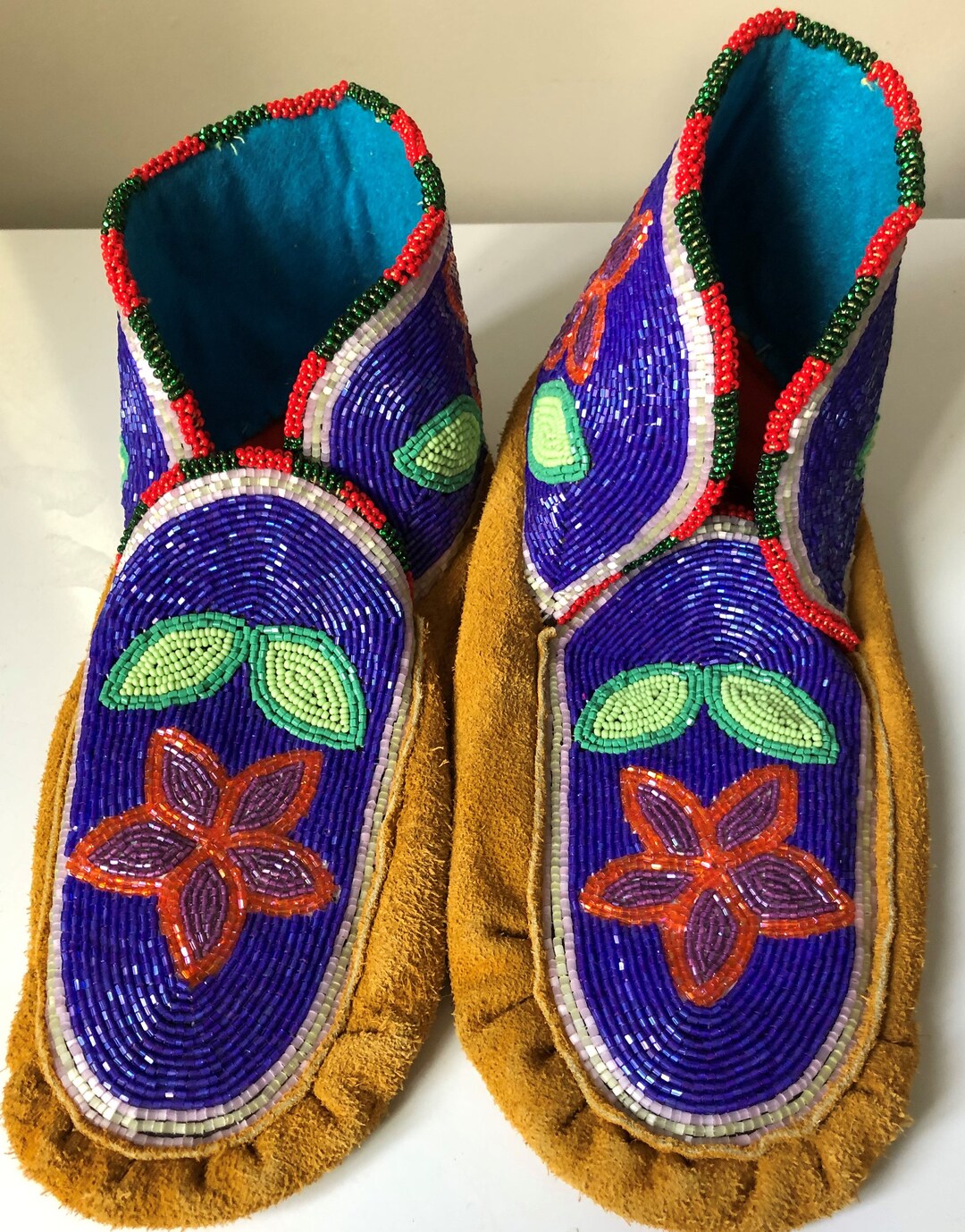 Native American Moose Hide Beaded Moccasins - Native American Arts and ...