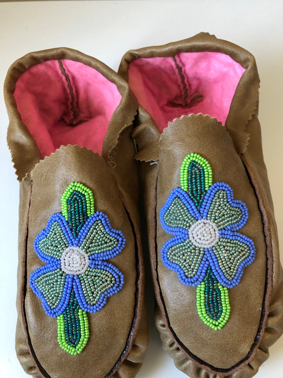 Native American Crafted Leather Beaded Moccasins - Native American Arts ...