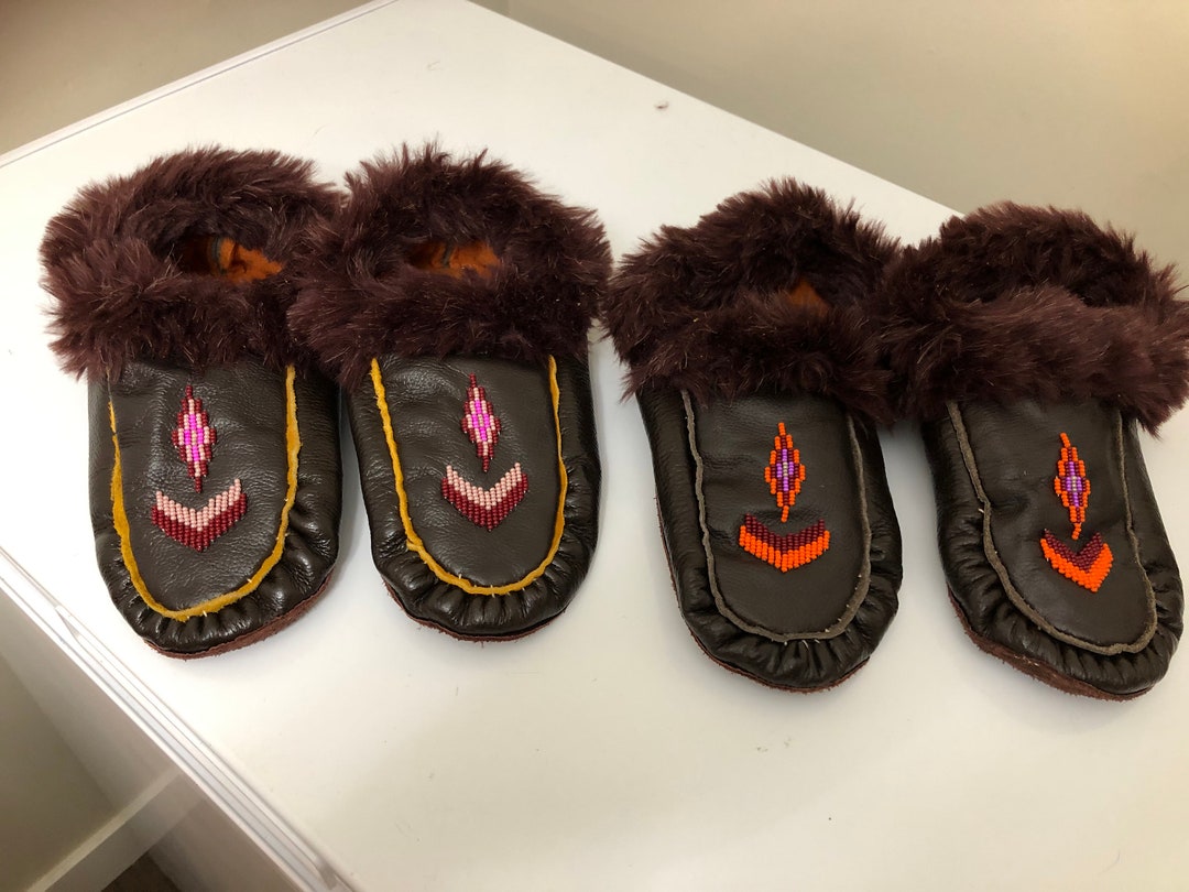 Native American Beaded Leather Moccasins - Native American Arts and ...