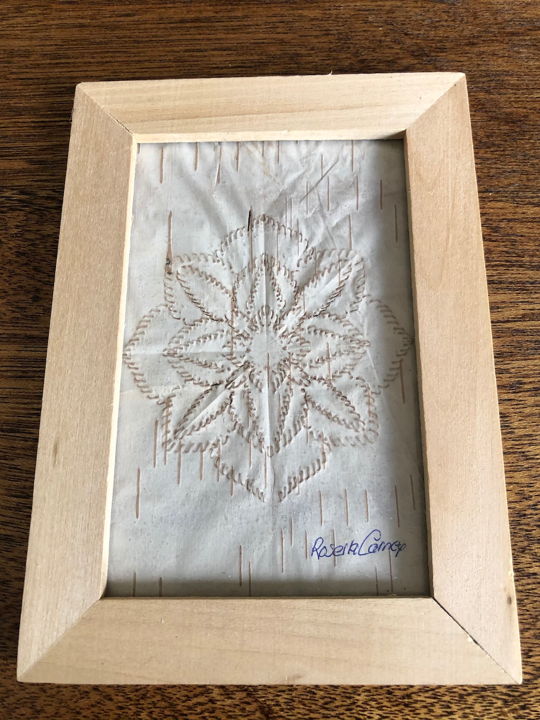 Native American Hand Crafted Birch Bark Biting Framed Indigenous Arts ...