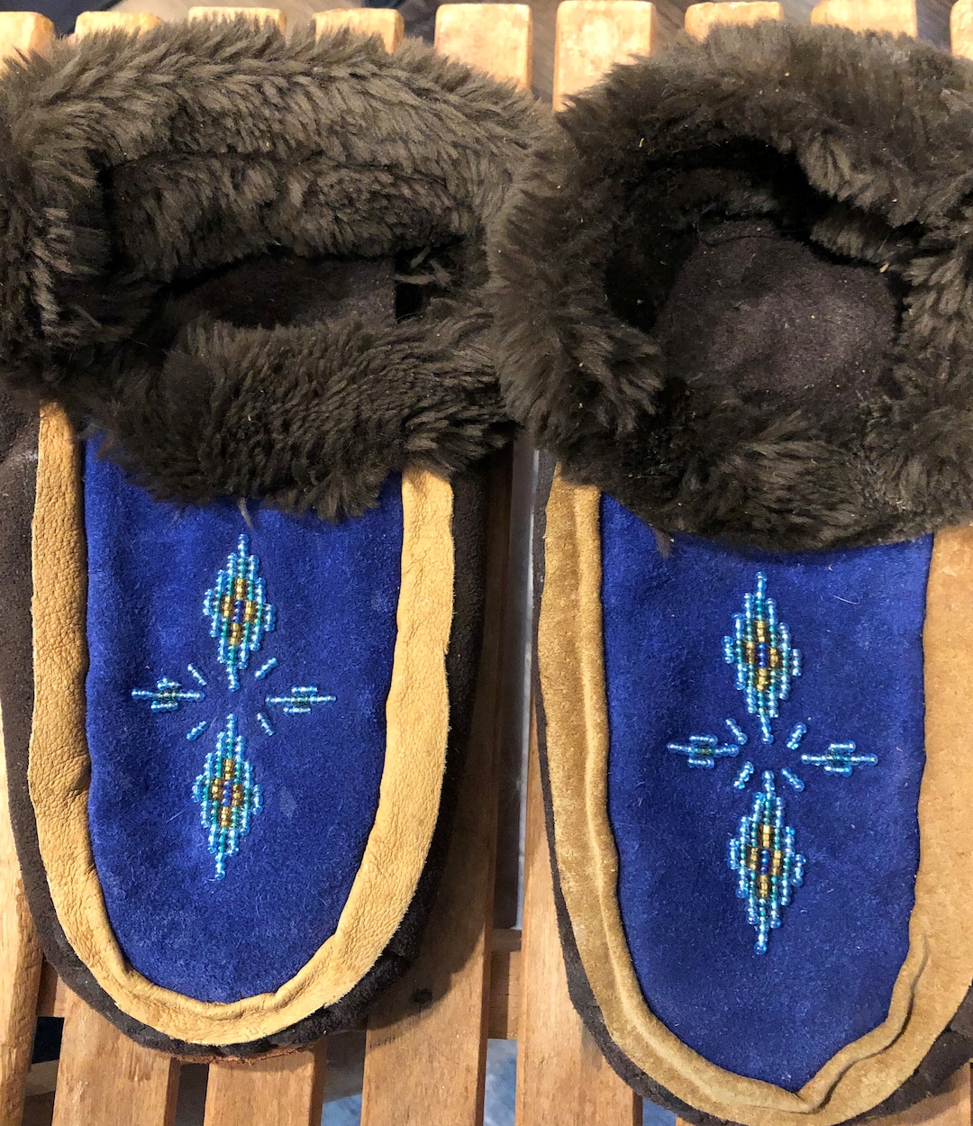 Native American Moose Hide Beaded Double Soled Moccasins - Native ...