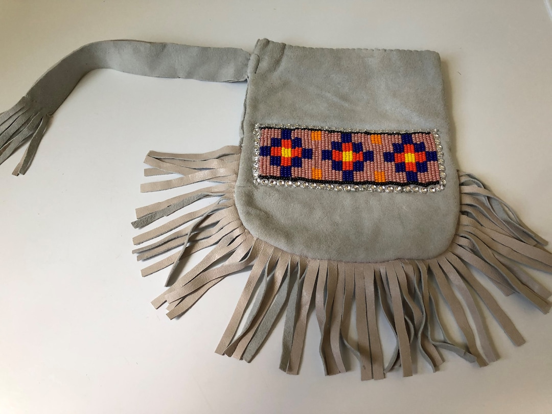 Native American Hand Crafted Moose Hide Beaded Pouch - Indigenous Arts ...