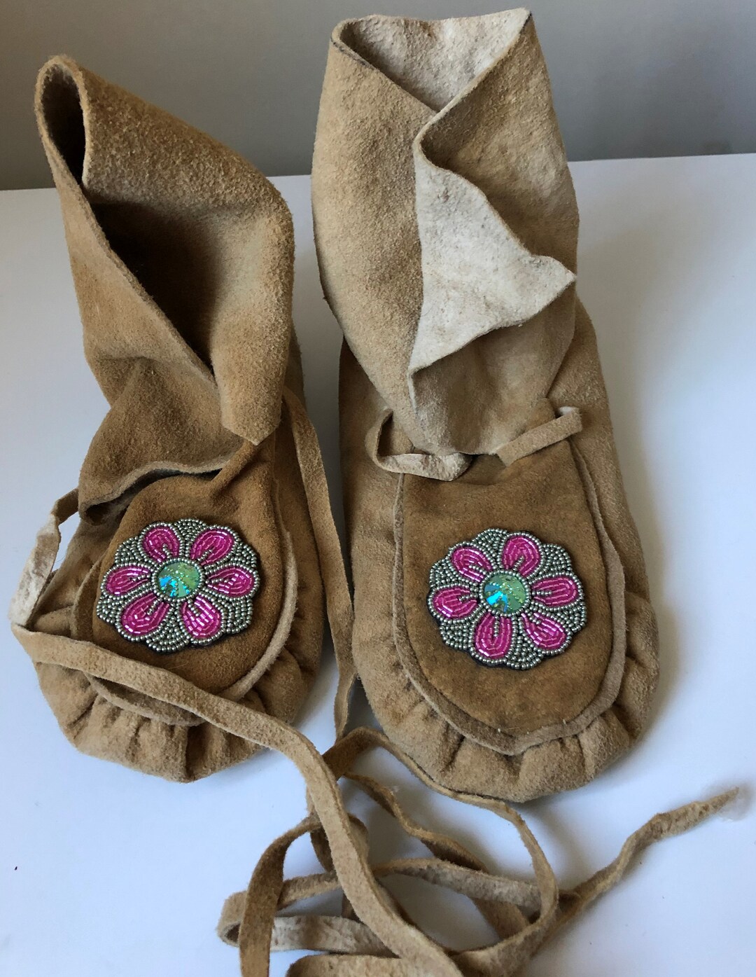 Native American Hand Crafted Moose Hide Full Wrap Mukluks - Indigenous ...