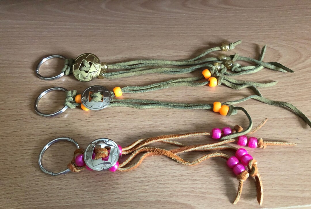 Native American Beaded Leather Keychain - Indigenous Arts and Crafts ...
