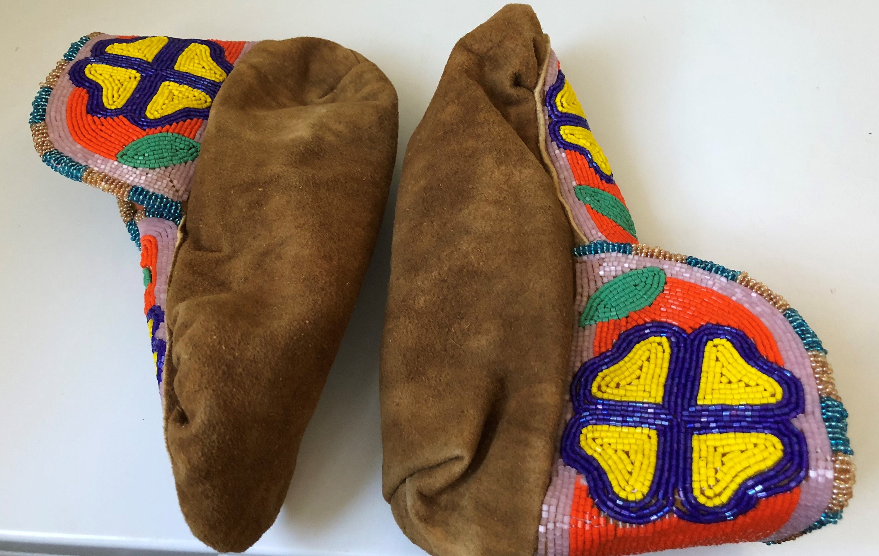 Native American Moose Hide Beaded Moccasins - Native American Arts and ...