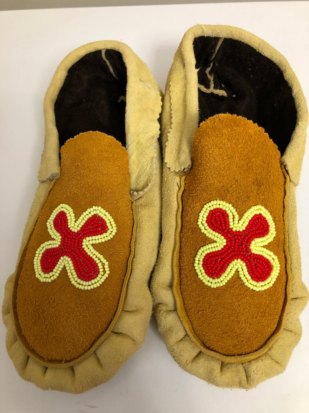 Native American Crafted Moose Hide Beaded Moccasins - Native American ...