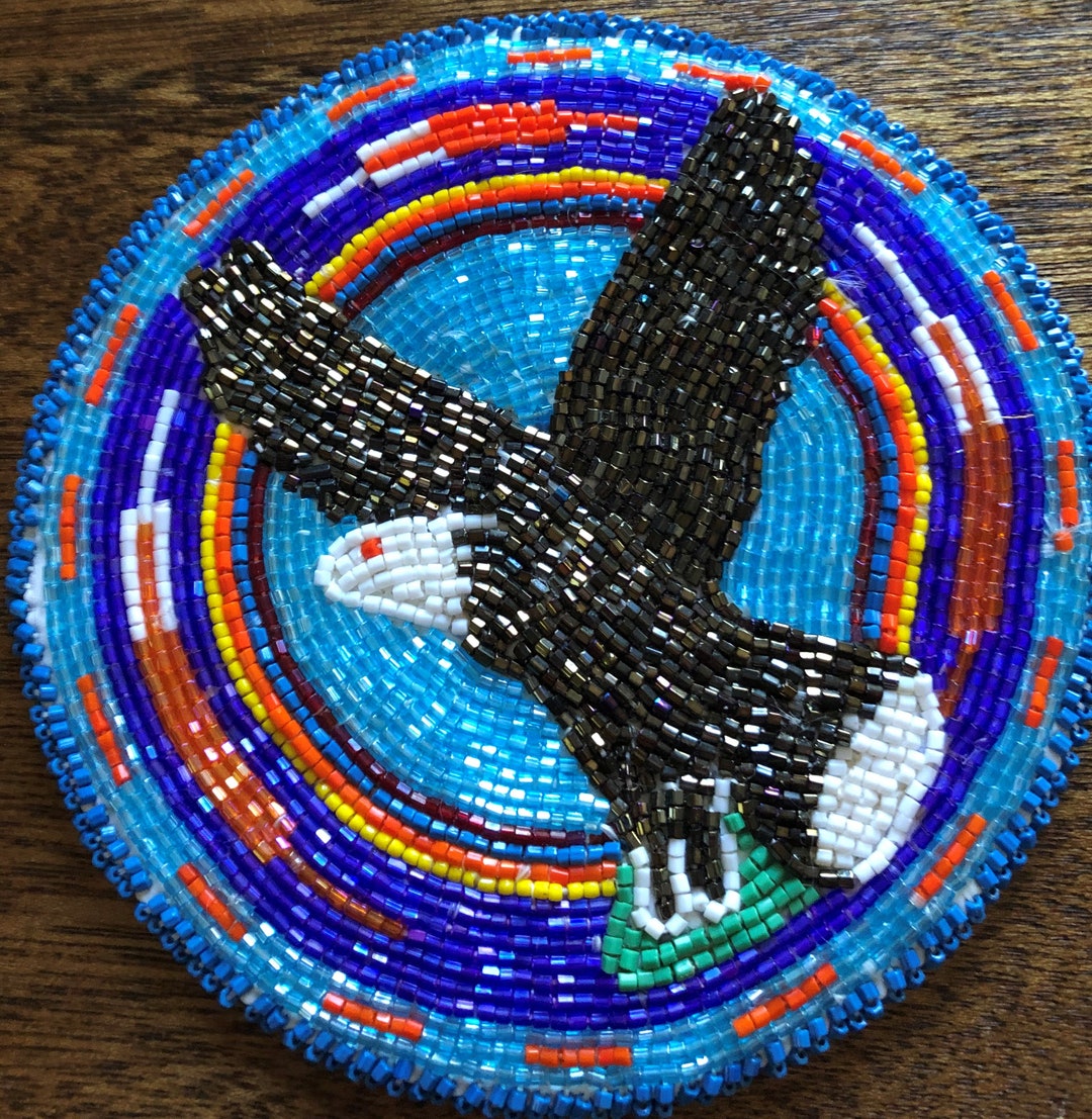 Native American Hand Crafted Beaded Eagle Medallion - Indigenous Arts ...