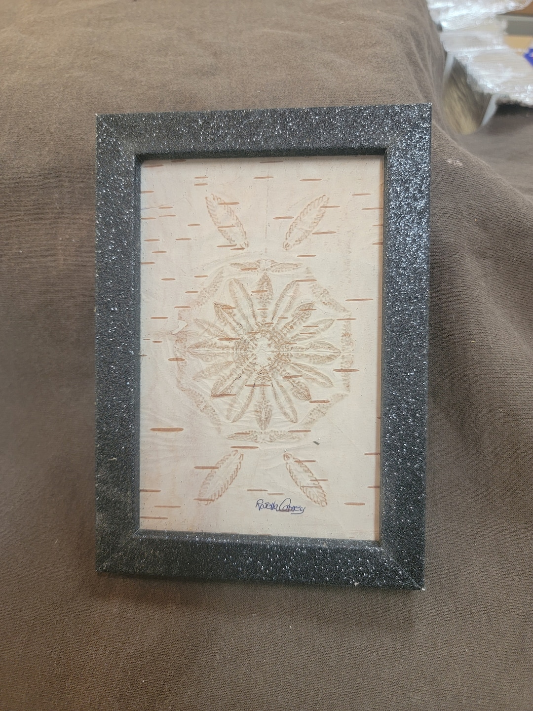Native American Hand Crafted Birch Bark Biting Framed - Indigenous Arts ...