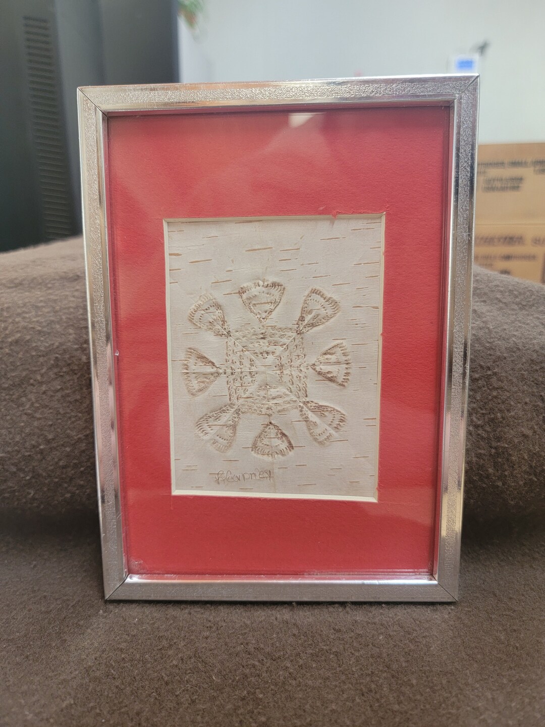 Native American Hand Crafted Birch Bark Biting Framed - Indigenous Arts ...