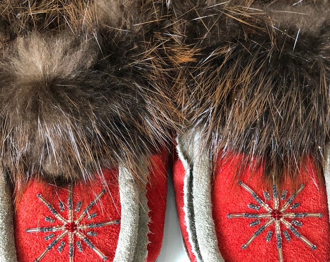 Native American Crafted Moose Hide Beaded Moccasins - Etsy