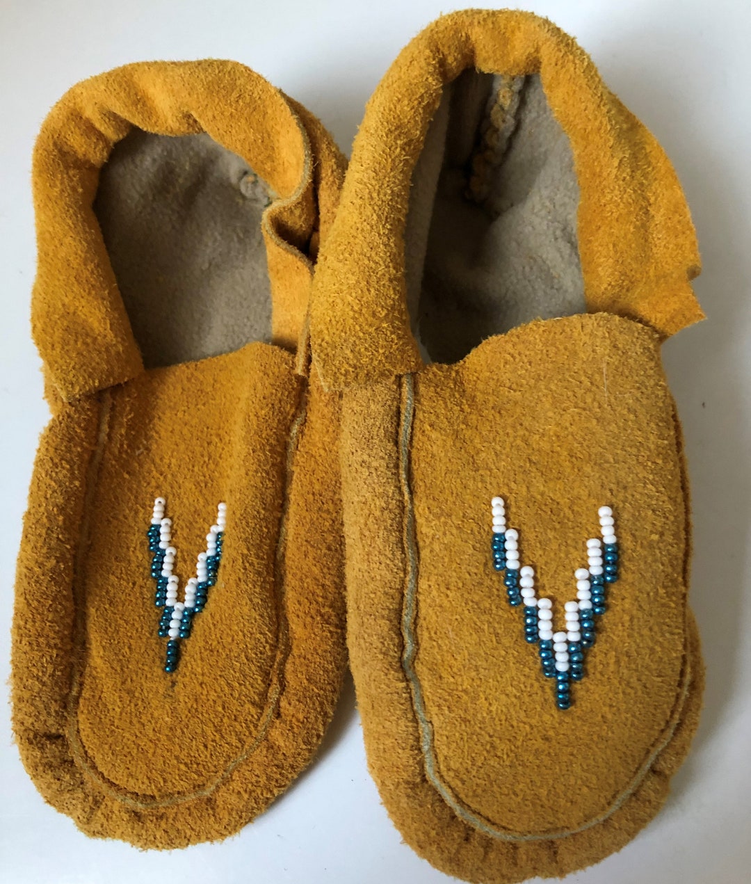 Native American Toddler/child Beaded Leather Moccasins - Native ...