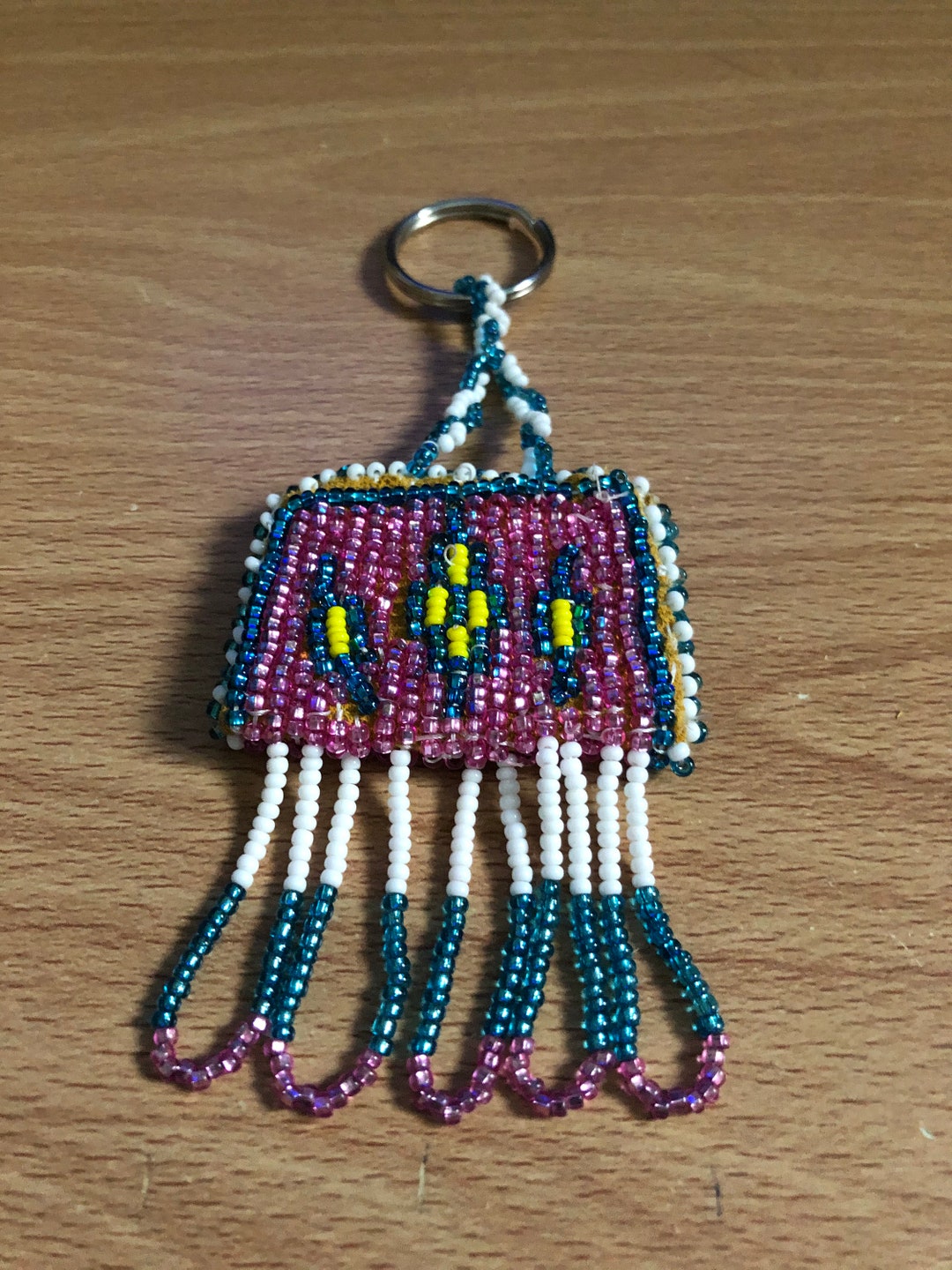 Native American Hand Crafted Moose Hide Beaded Keychains - Indigenous ...
